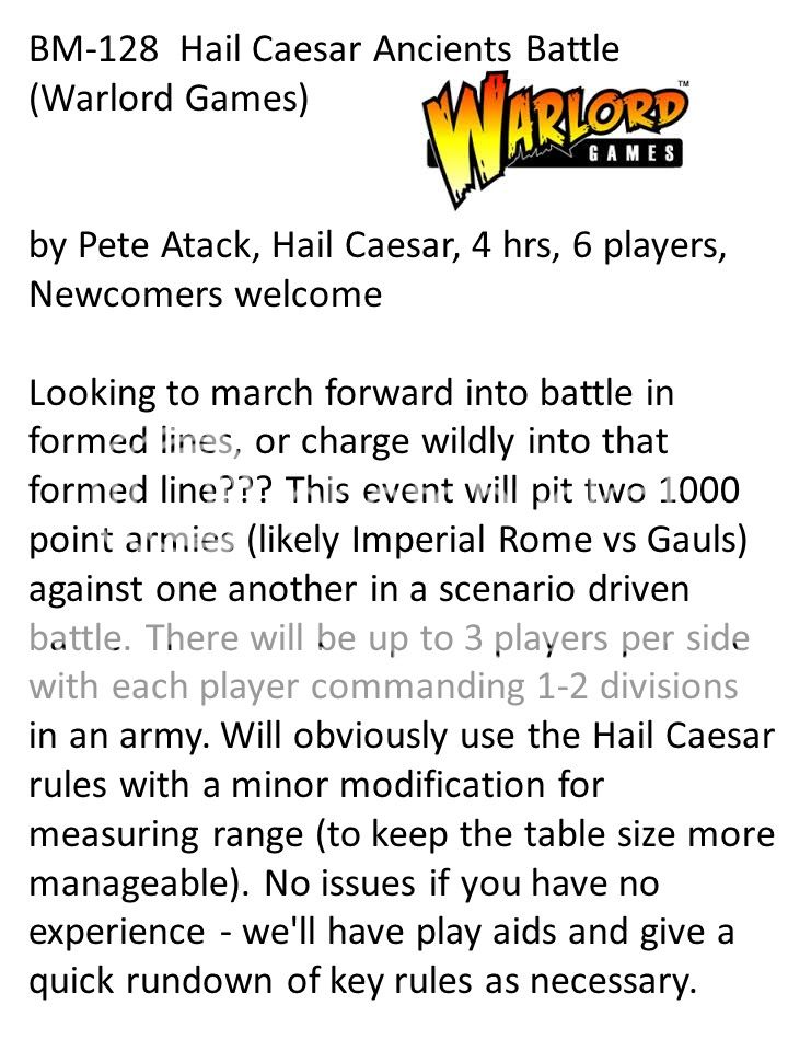 [TMP] "Hail Caesar game at MillenniumCon19" Topic
